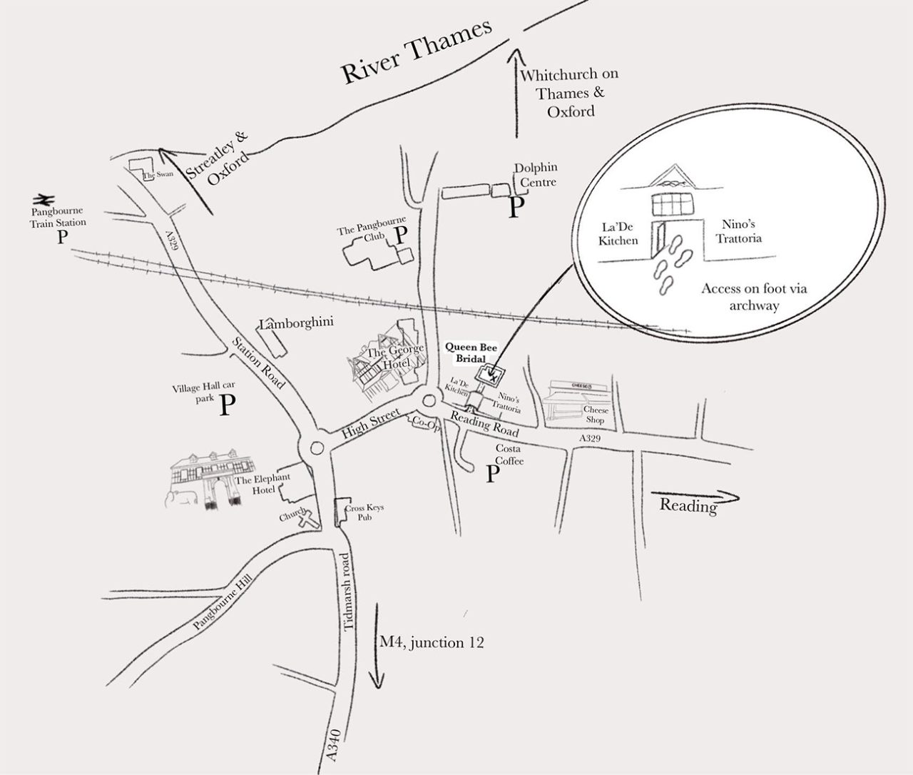 Find Us & Parking - Queen Bee Bridal